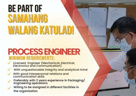 Manufacturing Process Engineer Vacancy In Mandaue City Hiring By San Miguel Brewery Inc • Jobtalk