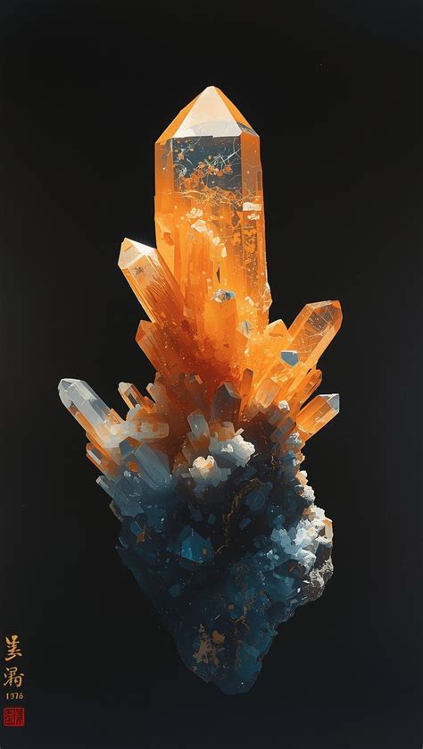 Free Luminous Crystal Formation Image Crystal Orange Blue