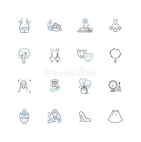 Colección De Iconos De Línea Fina Elegancia Refinamiento Panache Estilo Gracia Sofisticación