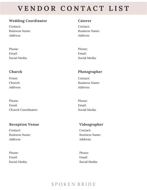 Wedding Vendor List 60 Photos