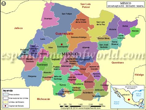 Mapa De Guanajuato Estado De Guanajuato Mexico