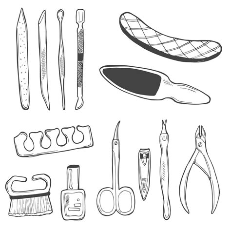 Set Of Tools For Manicure Hand Drawing Doodle Sketch Illustration