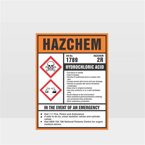Hazchem Hydrochloric Acid Sign Hazardous Signs Hazard Signs Nz