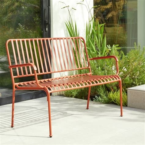 Metal Garden Bench In Terracotta Finish With Tubular Frame Foter