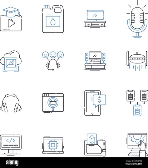 Internet Anonymity Line Icons Collection Privacy Masking Encryption