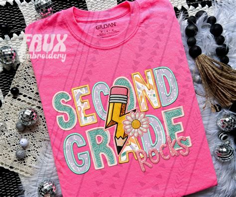 Second Grade Rocks Pink Dtf Abidesignstore