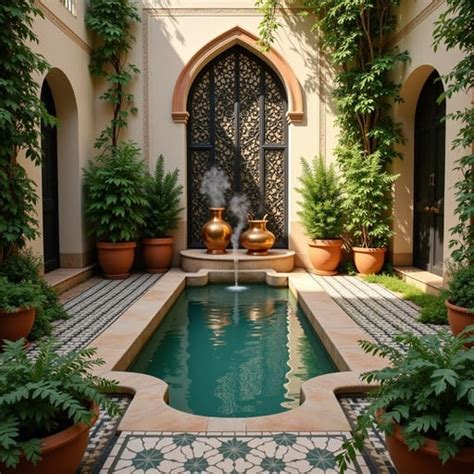 Free Tranquil Courtyard Oasis Image Courtyard Pool Architecture