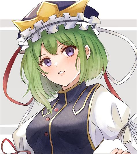 Safebooru 1girl Aridamikannn Black Headwear Breasts Commentary Request Frilled Hat Frills