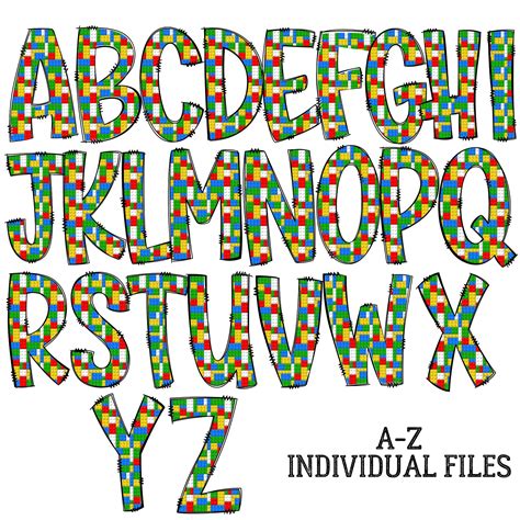 Building Blocks Doodle Alphabet And Numbers Set Png Etsy