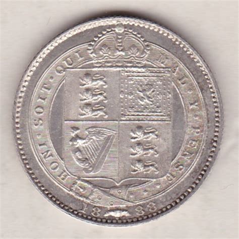 1888 Silver Shilling Victoria Jubilee Head Dorset Coin Company