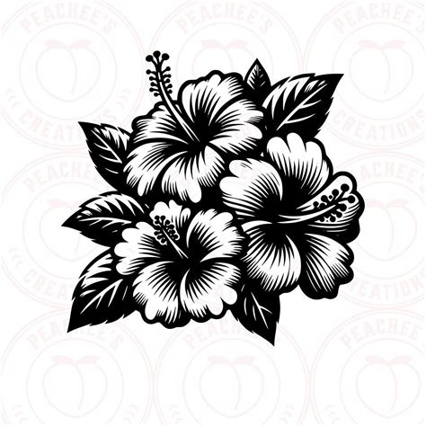 Hibiscus Svg Floral Flowers Svg Png Digital Download Tropical Flower