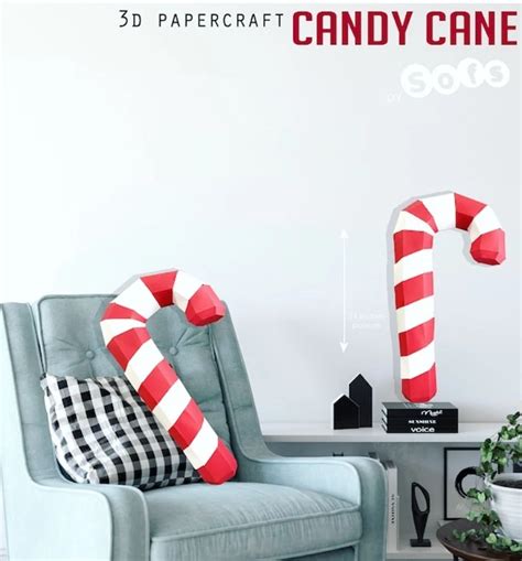 Candy Cane Papercraft You Get Pdf Digital File Templates And