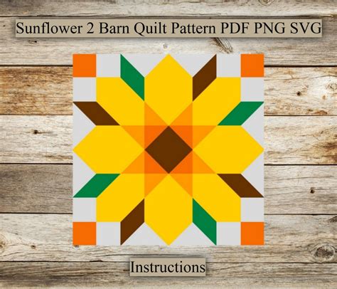 Sunflower 2 Barn Quilt Pattern Pdf Instruction For Drawing Svg For