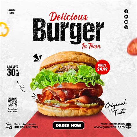 Burger Post Food Social Media Banner Template Food Menu Food Menu