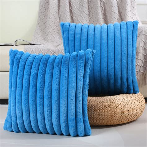 Futei Royal Blue Striped Decorative Throw Pillow Covers