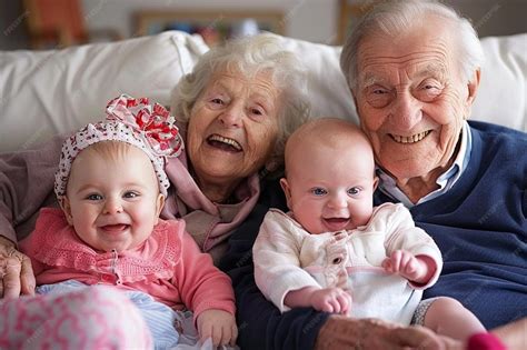 Día Nacional De Los Abuelos Con Los Abuelos Y El Sobrino Imagen
