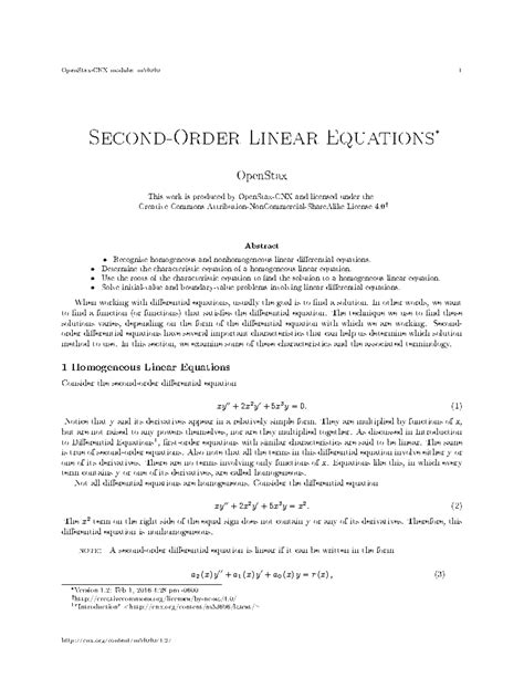 Second Order Linear Equations 2 ♣ ♥ T ① ♠♦ ♠ ♦♥ R R ♥ R Q T ♦♥s ∗