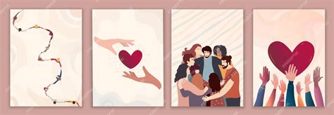 Premium Vector Volunteer People Poster Editable Templateraised Hands