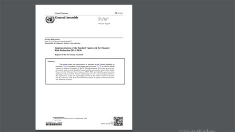 Report Of The Secretary General On The Implementation Of The Sendai Framework For Disaster Risk