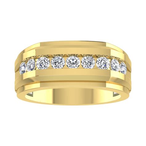 Archman By Alessandra Bettini® Mens Nine Stone Diamond Wedding Band 10k 14k Solid Gold
