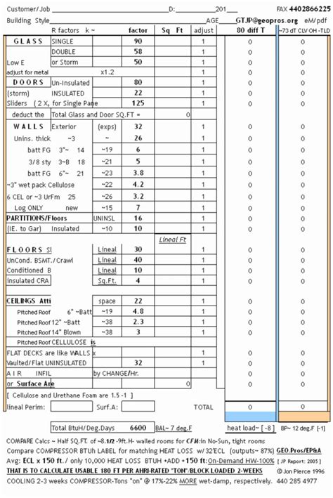 Hvac Residential Load Calculation Worksheet — Db
