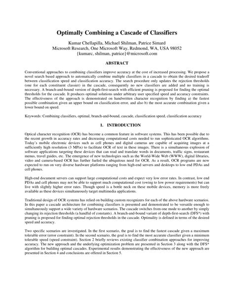 Pdf Optimally Combining A Cascade Of Classifiers
