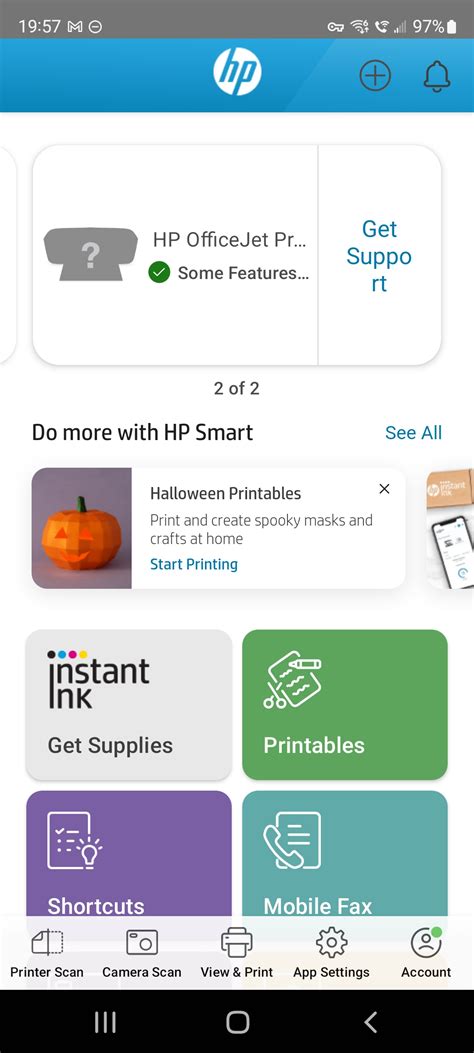 hp smart app android features not available hp support community
