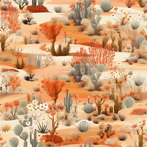 Desert Oasis Floral Pattern Premium Ai Generated Image