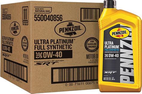 Pennzoil Ultra Platinum Full Synthetic 0w 40 Motor Oil 1 Quart 6 Pack