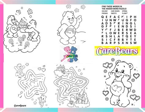 Care Bear Activity Sheet Etsy
