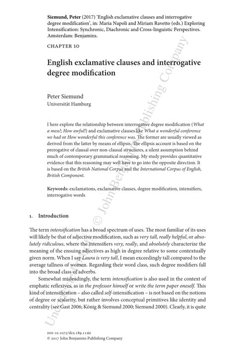 Pdf English Exclamative Clauses And Interrogative Degree Modification