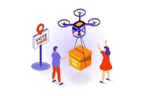 3차원 아이소메트릭 디자인의 선거와 투표 개념 프리미엄 벡터
