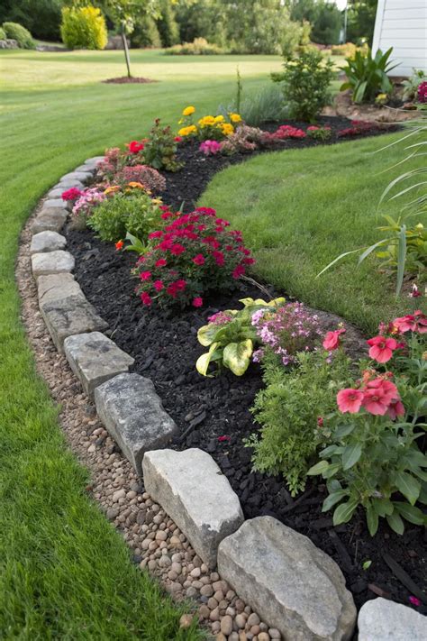 21 Inspiring Stone Rock Border Edging Ideas