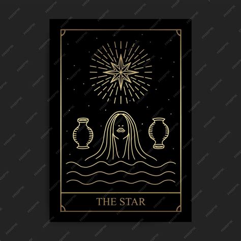Premium Vector The Star Magic Golden Major Arcana Tarot Card