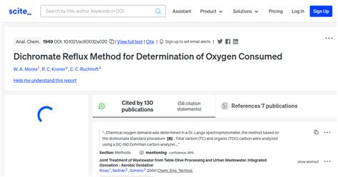 Dichromate Reflux Method For Determination Of Oxygen Consumed Scite