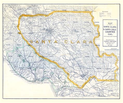 1908 Map Of Santa Clara And Santa Cruz County California Etsy