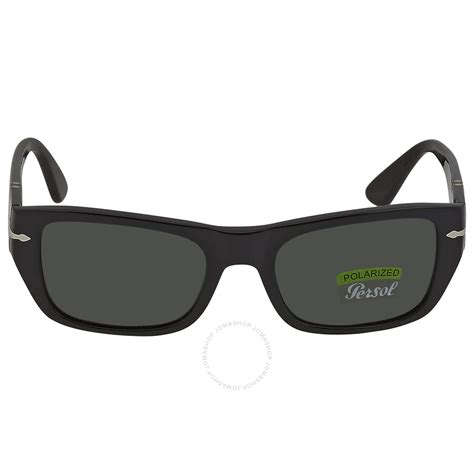 Persol Polarized Green Rectangular Unisex Sunglasses Po3268s 9558 53