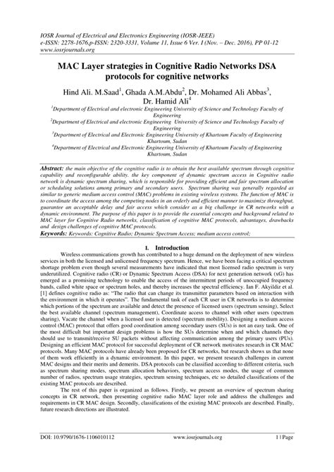 Pdf Mac Layer Strategies In Cognitive Radio Networks Dsa Protocols For Cognitive Networks