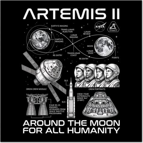 Artemis Ii Around The Moon For All Humanity Nasa Artemis Ii Posters