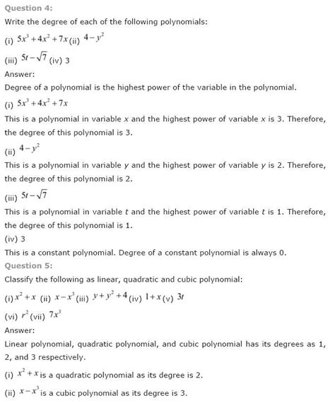 Ncert Solutions Class 9 Maths Ch 2 Polynomials Free Ncert Books