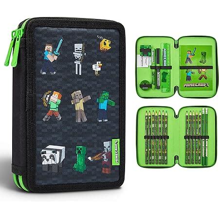 Minecraft Pencil Case Large Pencil Case 2 Compartment Filled With School Supplies Minecraft