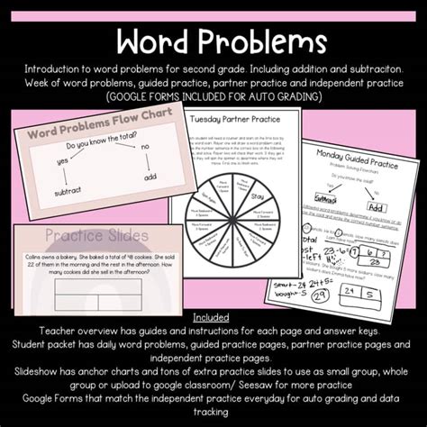 No Prep Second Grade Word Problems Full Week Lessons Games Practice 24d