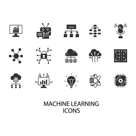 Machine Learning Icons Set Machine Learning Pack Symbol Vector