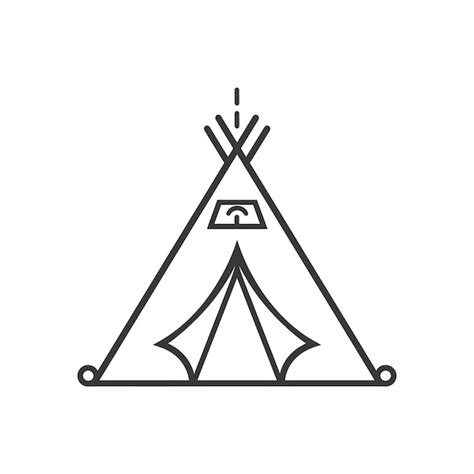 Line Art Illustration Of A Teepee With A Smoke Plume Premium Ai