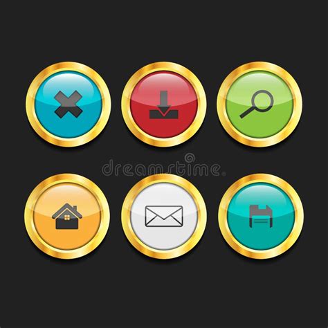 3d Ui Circle Button Icon Set Stock Vector Illustration Of Bright Blank 167589902