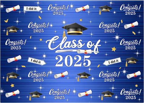 Beautiful Blue Graduation Backdrop Class Of 2025 Graduation
