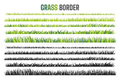 Grassland Border Vector Pattern Green Lawn In Spring The Concept Of