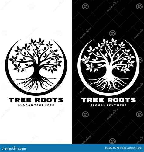 Tree Roots Logo Design Icon Stock Vector Illustration Of Natural Earth 254731778