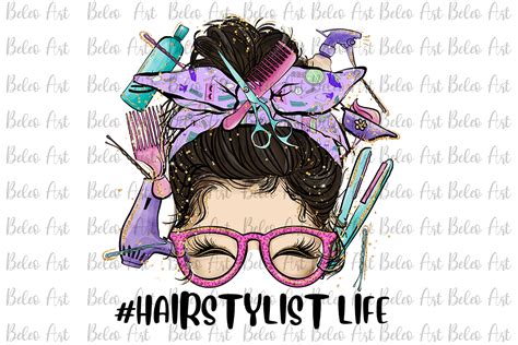 Hairstylist Life Messy Bun Black Hair Graphic By Beleo Art · Creative
