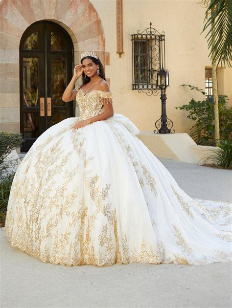 White And Gold Quinceanera Dresses